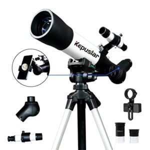 essenwi 70mm refractor telescope: 2 eyepieces, phone adapter & tripod. fully-coated glass optics for beginners, kids & adults – portable travel telescope.