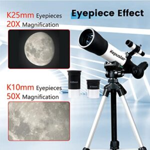 ESSENWI 70mm Refractor Telescope: 2 Eyepieces, Phone Adapter & Tripod. Fully-Coated Glass Optics for Beginners, Kids & Adults - Portable Travel Telescope.