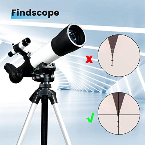 ESSENWI 70mm Refractor Telescope: 2 Eyepieces, Phone Adapter & Tripod. Fully-Coated Glass Optics for Beginners, Kids & Adults - Portable Travel Telescope.