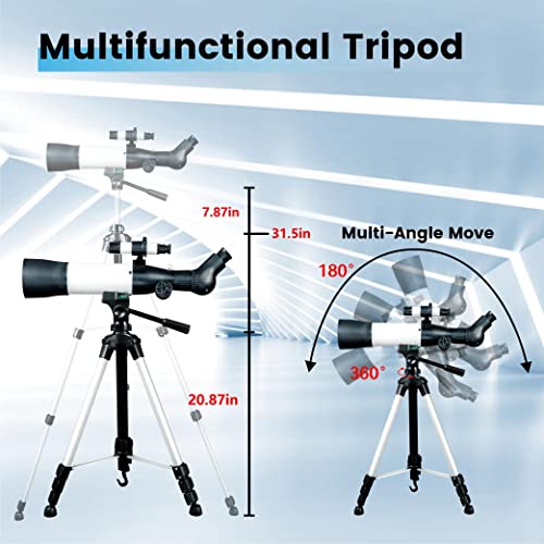 ESSENWI 70mm Refractor Telescope: 2 Eyepieces, Phone Adapter & Tripod. Fully-Coated Glass Optics for Beginners, Kids & Adults - Portable Travel Telescope.