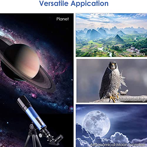 Timisea Telescope for Kids & Beginners, Portable Refractor Telescope 90x Magnification with Tabletop Tripod and Two Eyepieces, Best Gift for Kids to Explore Moon Space, View Wildlife, Watch Night-Sky