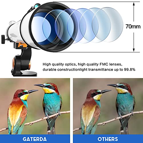 [2023 Upgraded] Gaterda Telescope, 70mm Aperture 700mm Real 210x HD Magnification, Astronomical Telescope for Adults & Kids & Beginners with Red Dot Finderscope, no Inverted Images, Easier to Use