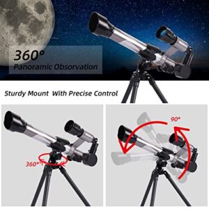 Artenjoyfine Telescope for Kids with Tripod and Finder Scope,20X 30X 40X Magnification,Portable Astronomical Landscape Telescope for Beginners and Children's Toys.