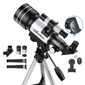 telescope for kids & adults, 70mm aperture refractor telescopes for astronomy beginners, portable travel telescope with phone adapter & wireless remote, astronomy gifts for kids