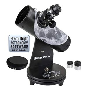 celestron – 76mm signature series firstscope – compact and portable tabletop dobsonian telescope – ideal telescope for beginners – features custom moon map wrap – bonus astronomy software package