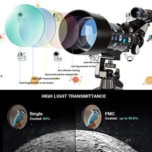 FREE SOLDIER Telescopes for Kids and Adults Astronomy, 70mm Aperture and 400mm Focal Length Professional Astronomy Telescope for Beginners with Smartphone Adapter Carry Bag Adjustable Tripod