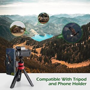 Aircover 10x42 HD Monocular Telescope, BAK-4 Prism Waterproof & Fogproof Monocular with Hand Strap, Tripod, Phone Adapter - Scope for Wildlife Bird Watching Shooting Hunting Camping Travel Scenery