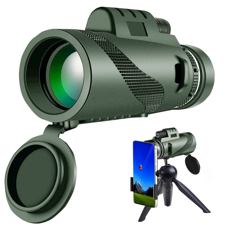 ISOWESHE Monocular 80x100 High Power Monocular Telescope for Adults1 with Smartphone Holder and Tripod, BAK4 Prism Monocular, Zoom Monocular for Bird Watching, Hunting, Hiking, Camping and Concerts