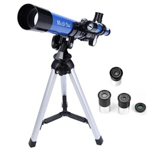 maxusee kids telescope 400x40mm with tripod & finder scope, portable telescope for kids & beginners, travel telescope with 3 magnification eyepieces and moon mirror