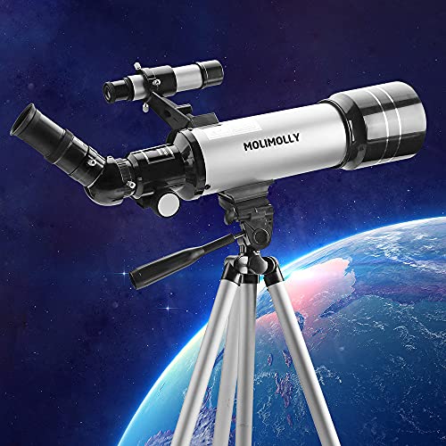 MOLIMOLLY Telescope for Kids Beginners Adults, 70mm Aperture 400mm AZ Mount Portable Astronomical Refractor Telescope,Adjustable Height Tripod Travel Telescope with Backpack,Smartphone Adapter