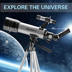 MOLIMOLLY Telescope for Kids Beginners Adults, 70mm Aperture 400mm AZ Mount Portable Astronomical Refractor Telescope,Adjustable Height Tripod Travel Telescope with Backpack,Smartphone Adapter