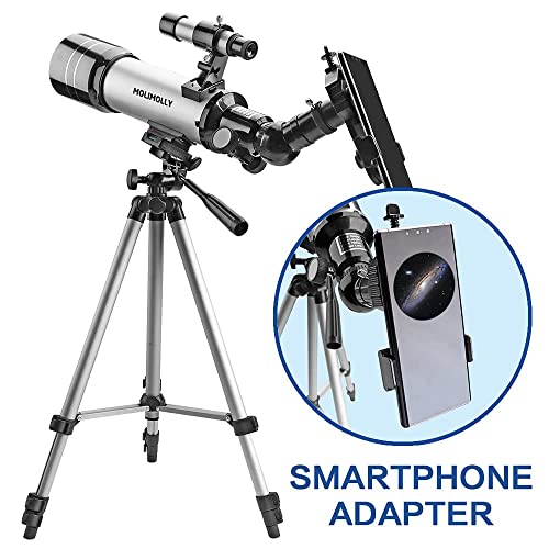 MOLIMOLLY Telescope for Kids Beginners Adults, 70mm Aperture 400mm AZ Mount Portable Astronomical Refractor Telescope,Adjustable Height Tripod Travel Telescope with Backpack,Smartphone Adapter