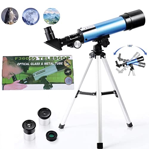 Updated Telescope, Portable Telescope for Astronomy Beginners Kids Adults Refractor Travel Telescope 90x Magnification with Tabletop Tripod 2 Eyepieces, Astronomy Gifts for Kids