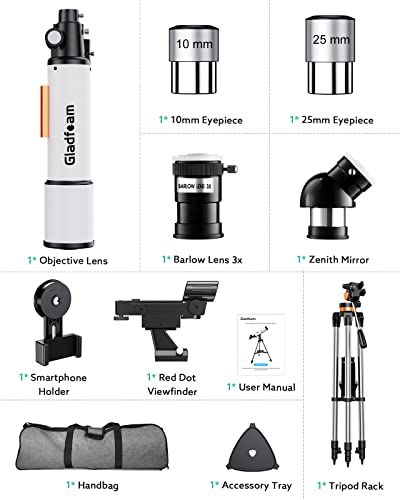 Telescopes for Adults Astronomy, 80mm Aperture 500mm Professional Refractor Telescopes for Kids, Beginners Telescope with Adjustable Tripod, Phone Adapter to Observe The Moon and Planet