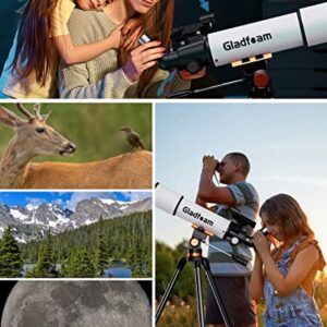 Telescopes for Adults Astronomy, 80mm Aperture 500mm Professional Refractor Telescopes for Kids, Beginners Telescope with Adjustable Tripod, Phone Adapter to Observe The Moon and Planet