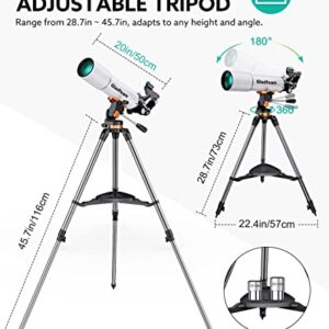 Telescopes for Adults Astronomy, 80mm Aperture 500mm Professional Refractor Telescopes for Kids, Beginners Telescope with Adjustable Tripod, Phone Adapter to Observe The Moon and Planet