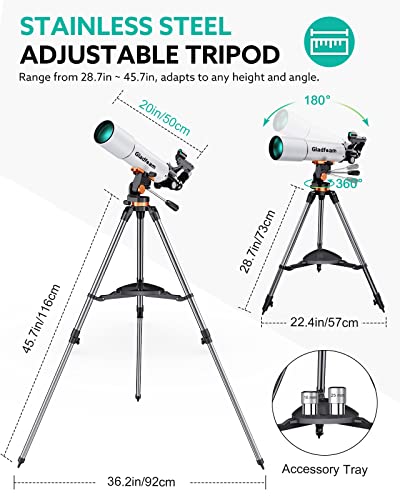 Telescopes for Adults Astronomy, 80mm Aperture 500mm Professional Refractor Telescopes for Kids, Beginners Telescope with Adjustable Tripod, Phone Adapter to Observe The Moon and Planet