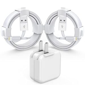 [apple mfi certified] ipad iphone charger fast charging block with 2-pack 6.6ft lightning to usb charging cable cord 12w foldable portable wall plug compatible for ipad, ipad pro/air/mini, iphone