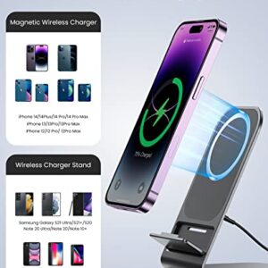 DSUSMA 15W Magnetic Wireless Charger Compatible with MagSafe Charger/iPhone 14/14 Pro/14 Plus/14 Pro Max/iPhone 13/13 Pro/13 Pro Max/iPhone 12 Series, with 20W Power Charger+5ft Charger Cable(Black)