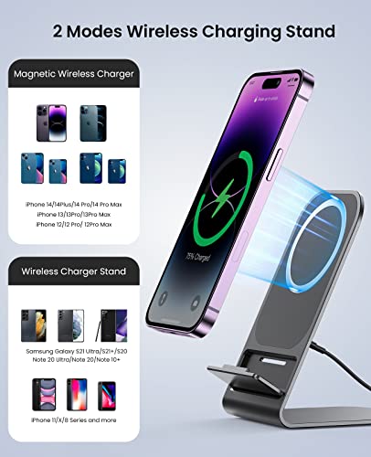 DSUSMA 15W Magnetic Wireless Charger Compatible with MagSafe Charger/iPhone 14/14 Pro/14 Plus/14 Pro Max/iPhone 13/13 Pro/13 Pro Max/iPhone 12 Series, with 20W Power Charger+5ft Charger Cable(Black)