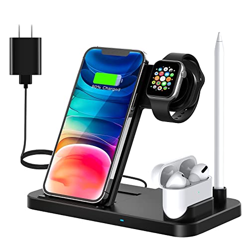 Wireless Charging Station - 4 in 1 Wireless Charger Charging Stand Compatible with iPhone 14 Plus Pro max 13 Pro max 12 Pro max SE 11pro X XR Xs Max 8 Plus - Apple Watch Series AirPods 1 2 3 Pro