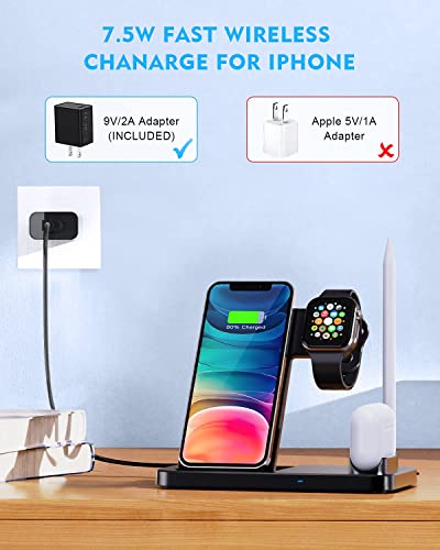 Wireless Charging Station - 4 in 1 Wireless Charger Charging Stand Compatible with iPhone 14 Plus Pro max 13 Pro max 12 Pro max SE 11pro X XR Xs Max 8 Plus - Apple Watch Series AirPods 1 2 3 Pro