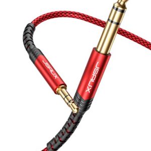 JSAUX 3.5mm to 6.35mm Stereo Audio Cable, 6.35mm 1/4" Male to 3.5mm 1/8" Male TRS Bidirectional Stereo Audio Cable Jack 4FT for Guitar, iPod, Laptop, Home Theater Devices, Speaker and Amplifiers-Red