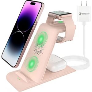 hatalkin 3 in 1 wireless charging station compatible for apple products multiple devices apple watch 8 ultra 7 se 6 5 4 3 airpods 3 pro 2 iphone 14 13 12 11 pro max xs xr 8 fast wireless charger stand