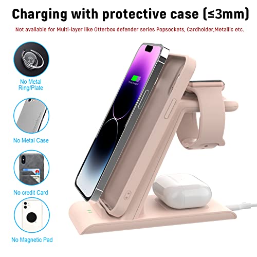 HATALKIN 3 in 1 Wireless Charging Station Compatible for Apple Products Multiple Devices Apple Watch 8 Ultra 7 SE 6 5 4 3 AirPods 3 Pro 2 iPhone 14 13 12 11 Pro Max XS XR 8 Fast Wireless Charger Stand