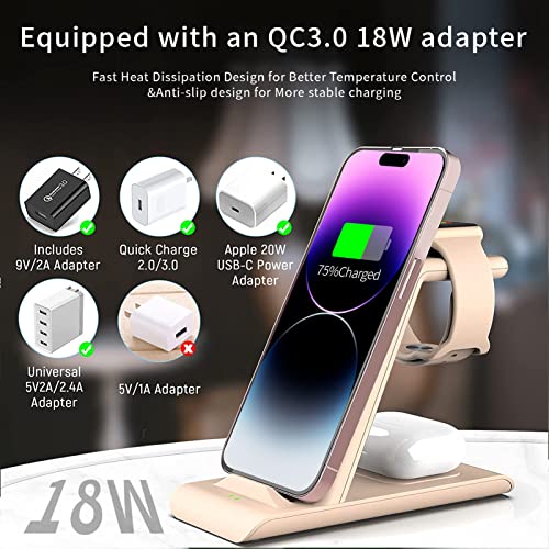 HATALKIN 3 in 1 Wireless Charging Station Compatible for Apple Products Multiple Devices Apple Watch 8 Ultra 7 SE 6 5 4 3 AirPods 3 Pro 2 iPhone 14 13 12 11 Pro Max XS XR 8 Fast Wireless Charger Stand