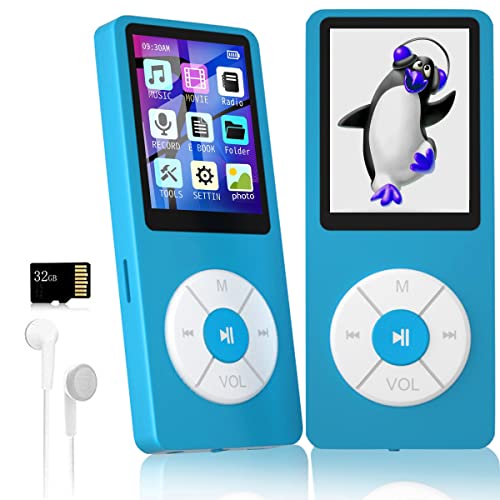 MP3 Player with 32GB TF Card,Built-in HD Speaker,Portable HiFi Music Player with Video/Voice Recorder/FM Radio/Photo Viewer/E-Book Player for Kids