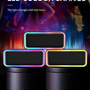 Kunodi Bluetooth Speaker, Bluetooth 5.0 Wireless Portable Speaker with 10W Stereo Sound, Party Speakers with Ambient RGB Light,18-Hour Playtime,IPX5 Waterproof Speakers for Outdoors, Travel（Black