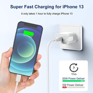 iPhone 14 13 12 Charger Fast Charging Apple MFi Certified,20W PD USB C Wall Charger Block with USB-C to Lightning Cable Cord 6ft,Apple Charger for iPhone 14/13/12/11 Pro Max Mini Plus iPad AirPods