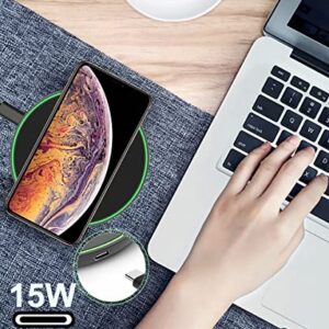 Wireless Charger for Samsung Galaxy S22/S22+/S21/S21+/S20/S20+/S10/S10+/S9/S8/S7/S6/Note 20/Note 10, Fast Wireless Charging Pad with 6.6ft 3.2 USB C Cable, Black. (No AC Adapter)…