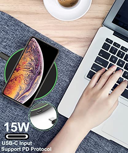 Wireless Charger for Samsung Galaxy S22/S22+/S21/S21+/S20/S20+/S10/S10+/S9/S8/S7/S6/Note 20/Note 10, Fast Wireless Charging Pad with 6.6ft 3.2 USB C Cable, Black. (No AC Adapter)…