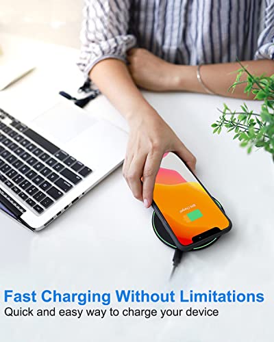 Wireless Charger for Samsung Galaxy S22/S22+/S21/S21+/S20/S20+/S10/S10+/S9/S8/S7/S6/Note 20/Note 10, Fast Wireless Charging Pad with 6.6ft 3.2 USB C Cable, Black. (No AC Adapter)…