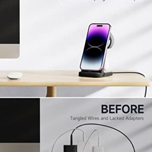 3 in 1 Charging Station, Foldable Charger Stand for Multiple Devices, iPhone Charging Station with 18W Wall Adapter, Fast Charge Portable Travel Charger Compatible with iPhone, iWatch, AirPods