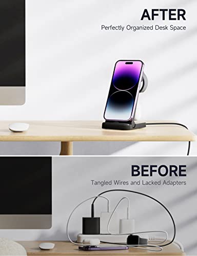 3 in 1 Charging Station, Foldable Charger Stand for Multiple Devices, iPhone Charging Station with 18W Wall Adapter, Fast Charge Portable Travel Charger Compatible with iPhone, iWatch, AirPods