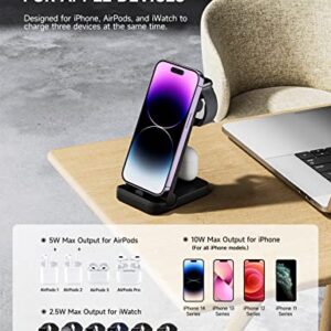 3 in 1 Charging Station, Foldable Charger Stand for Multiple Devices, iPhone Charging Station with 18W Wall Adapter, Fast Charge Portable Travel Charger Compatible with iPhone, iWatch, AirPods