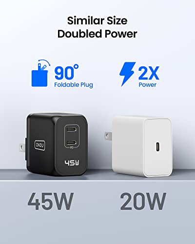 45W USB C Super Fast Charger, INIU I622 PD PPS Foldable Dual USB C Wall Charger Supports Super Fast Charging for Samsung S23 Ultra/S23/S22/S21/S20/Note, MacBook Air, Steam Deck, iPhone 14, iPad