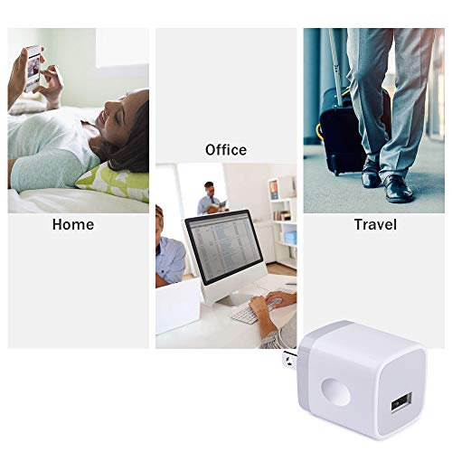 Single Port USB Wall Charger, GiGreen 1A/5V Power Adapter 5 Pack Charging Block Cube Plug Box Compatible Phone X/8/7/Xs/XR/6s/5/SE, Samsung S9/S8/S7/S6 Edge, Note 8, LG G5 V30, Moto, Pixel, Nexus, HTC