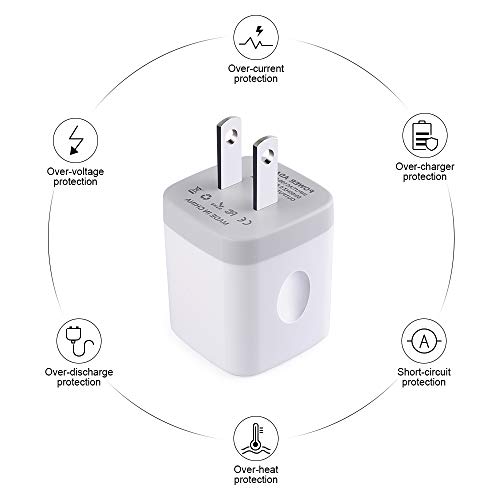 Single Port USB Wall Charger, GiGreen 1A/5V Power Adapter 5 Pack Charging Block Cube Plug Box Compatible Phone X/8/7/Xs/XR/6s/5/SE, Samsung S9/S8/S7/S6 Edge, Note 8, LG G5 V30, Moto, Pixel, Nexus, HTC