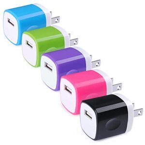 wall charger block, hootek usb plug 5pack 1a/5v single port wall charger box charging cube brick compatible iphone 14 13 pro 12 11 xs max x 8 plus,ipad,samsung galaxy,lg,htc,moto,android phone charger