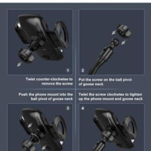 Car Cup Holder Phone Mount, Cup Phone Holder for Car 360° Adjustable Gooseneck Car Phone Holder for Cell Phone, iPhone,Samsung,Huawei,LG, Sony, Nokia GPS and More, Black