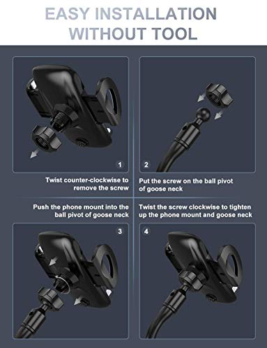 Car Cup Holder Phone Mount, Cup Phone Holder for Car 360° Adjustable Gooseneck Car Phone Holder for Cell Phone, iPhone,Samsung,Huawei,LG, Sony, Nokia GPS and More, Black