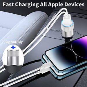 [Apple MFi Certified] iPhone Fast Car Charger, BARMASO 4.8A Dual USB Smart Power Rapid Car Charger with 2 Pack Lightning Cable Quick Car Charging for iPhone 14 13 12 11 Pro Max/XS/XR/SE/X/iPad/AirPods