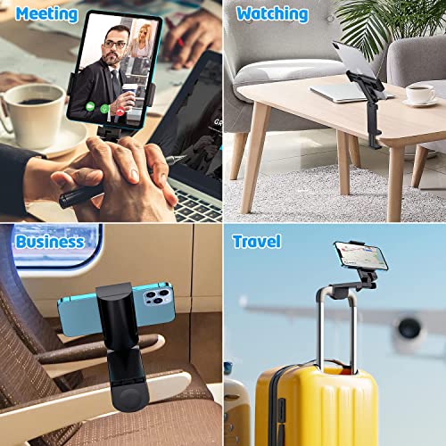 WixGear Universal Airplane in Flight Tablet Phone Mount, Handsfree Phone Holder for Desk with Multi-Directional Dual 360 Degree Rotation, Pocket Size Travel Essential Accessory for Flying.