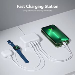 USB C Fast Charger, 35W Multiple Desktop USB C Charging Station Hub, Dual PD USB C and QC USB A Wall Charger Block Adapter for iPad iPhone 14 13 12 11 Pro Max Mini Plus Pixel Note Galaxy, MacBook Air