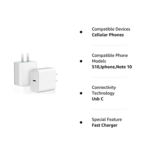 USB C Fast Charger Block【2-Pack】 20W USB C Wall Charger PD 3.0 Power Brick Adapter Compatible with iPhone 13/12/11 Pro Max/Pro/Mini/Xs Max/XR/X, iPad Pro 2020