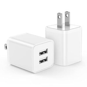 usb charger 5v 2.4a,cabepow [2pack] dual port 12w usb wall plug,charger block adapter cube replacement for iphone xs/xs max/xr/x/8/7/6/plus ipad pro/air/mini, galaxy9/8/7(etl certified)